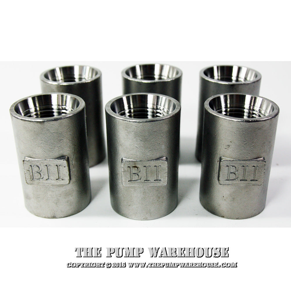 1 1/4” Stainless Steel Drop Pipe Coupling (6) – The Pump Warehouse